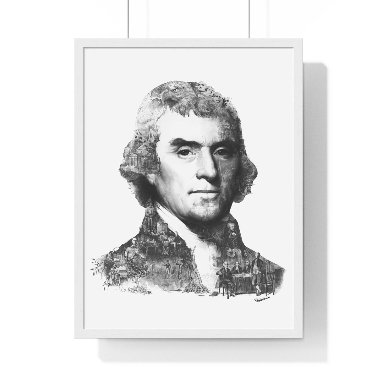 THOMAS JEFFERSON BLACK & WHITE FRAMED POSTER