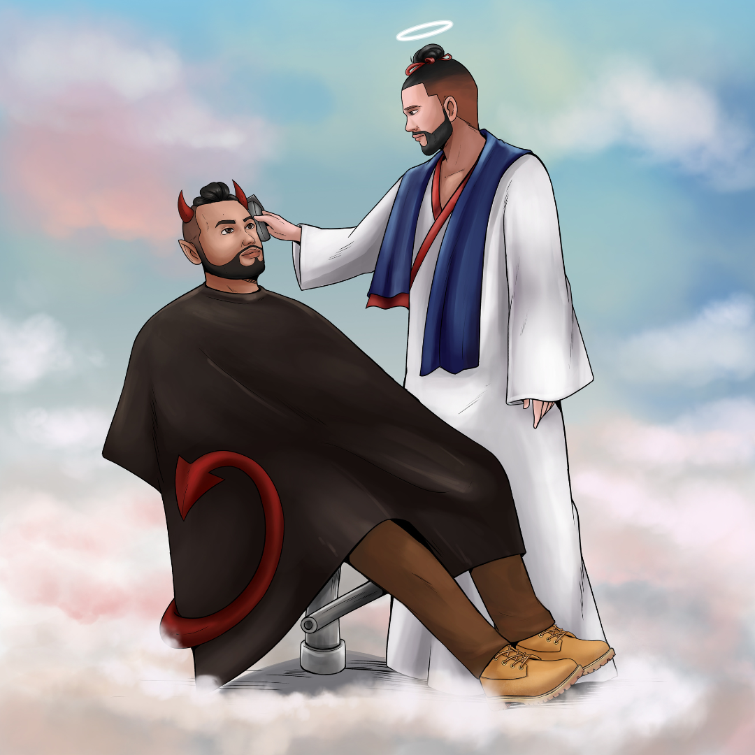THE BARBER SHOP FROM HEAVEN - CUSTOM DRAWING